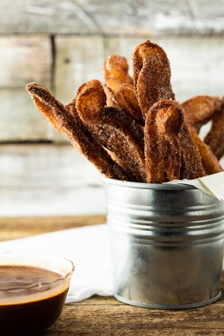 Churros with Boozy Chocolate Coffee Sauce